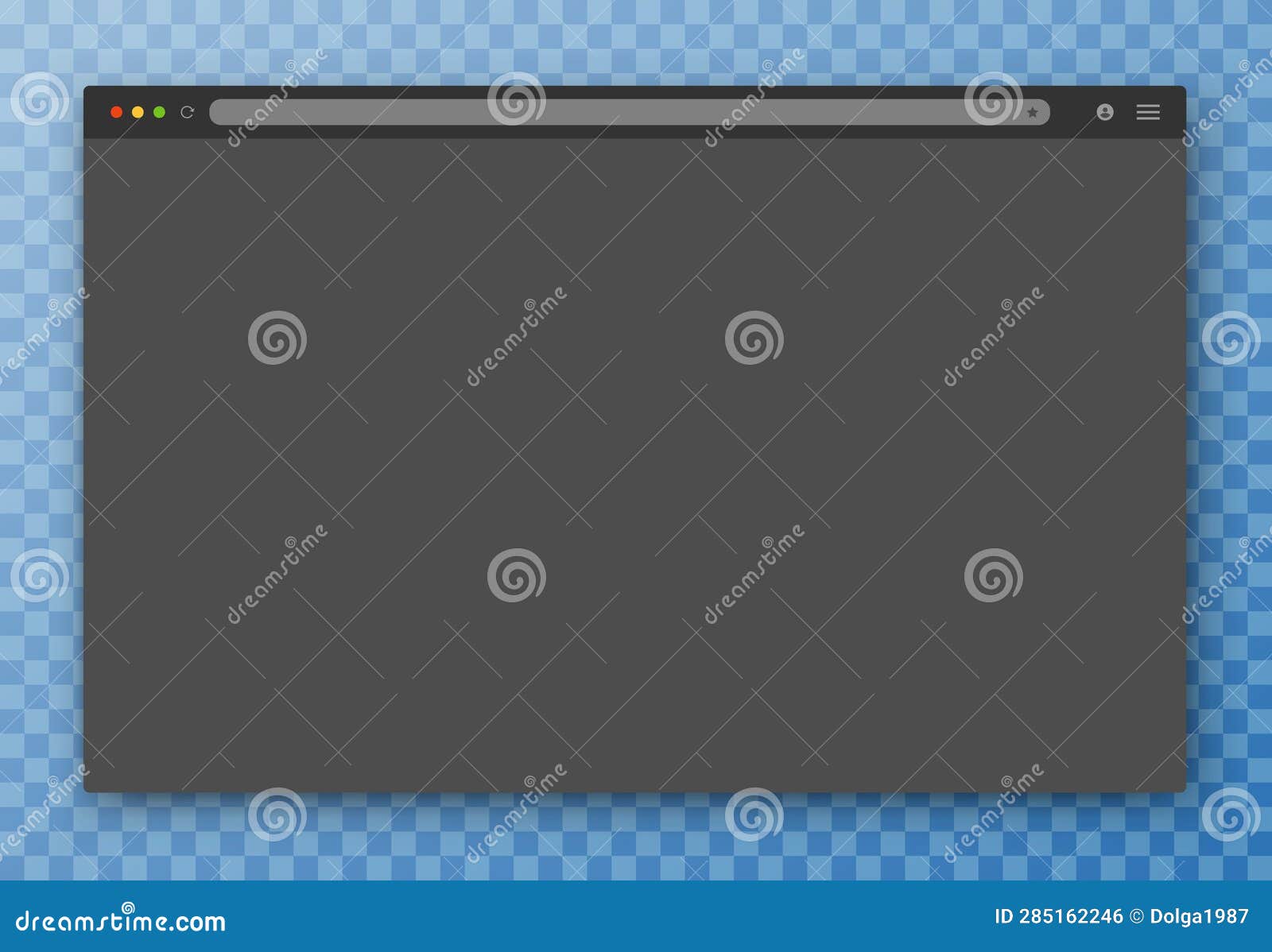 The Design of the Web Browser Window in Gray on a Blue Background ...