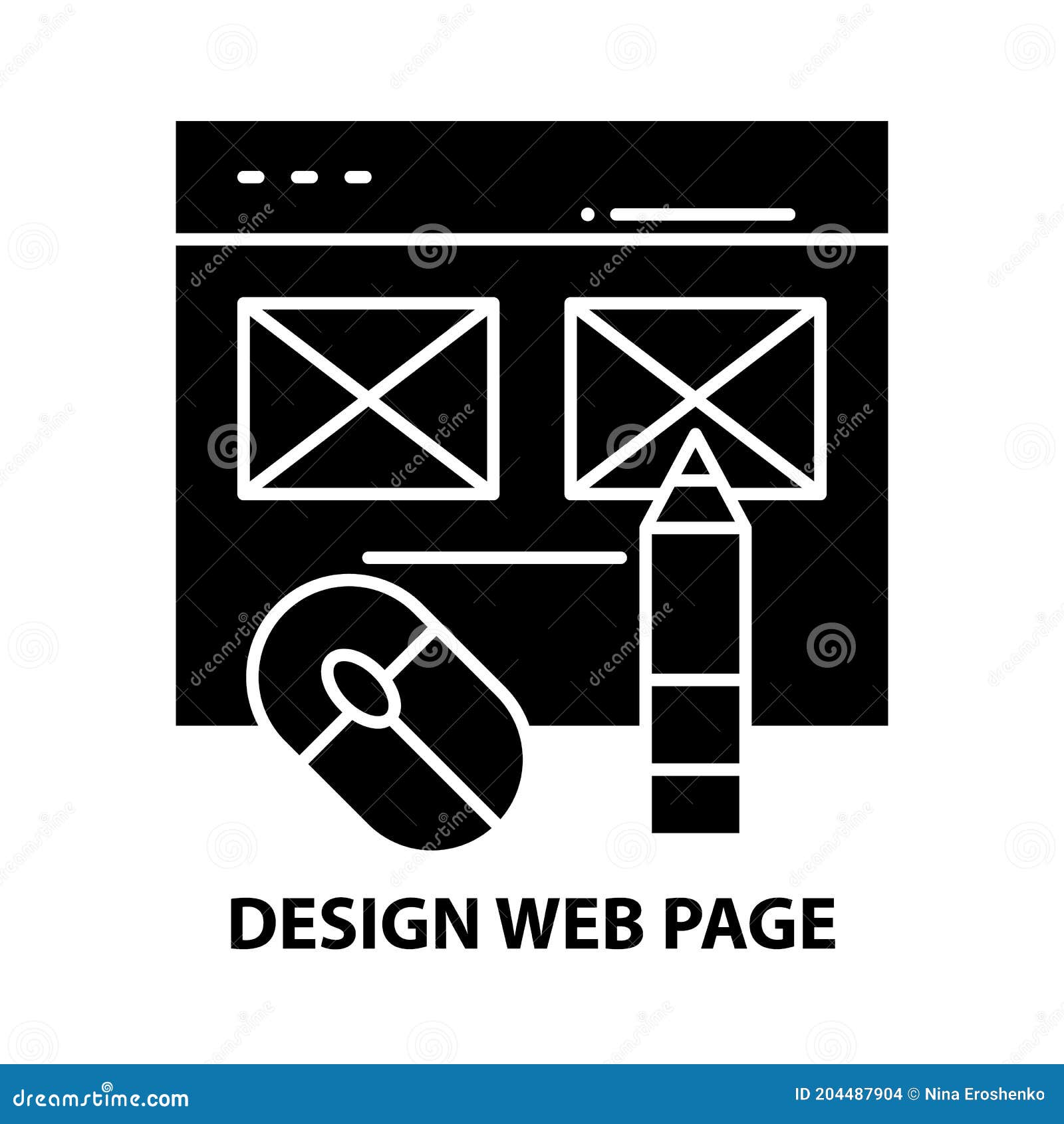 Design Web Page Icon, Black Vector Sign with Editable Strokes, Concept ...