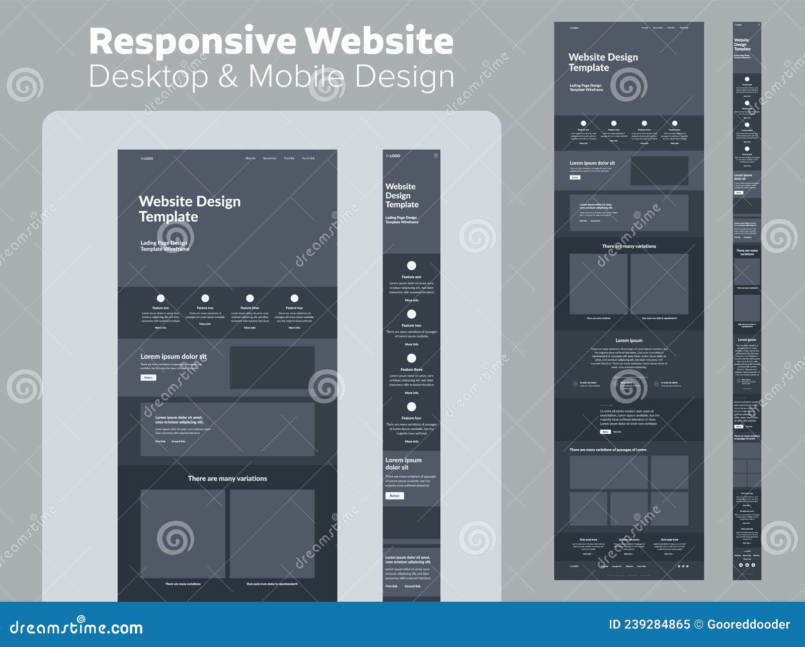 Design Website. Desktop and Mobile Wireframe. Landing Page Template ...