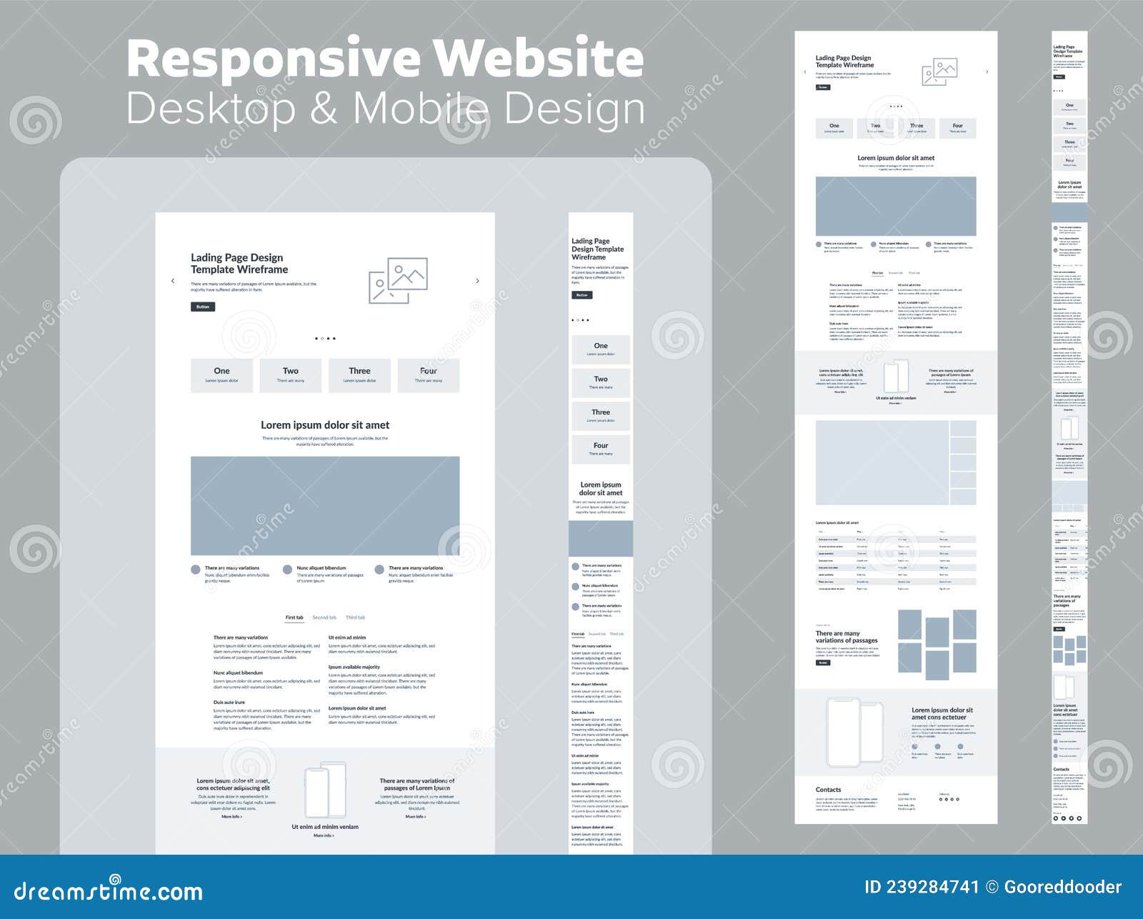 Design Website. Desktop and Mobile Wireframe. Landing Page Template ...