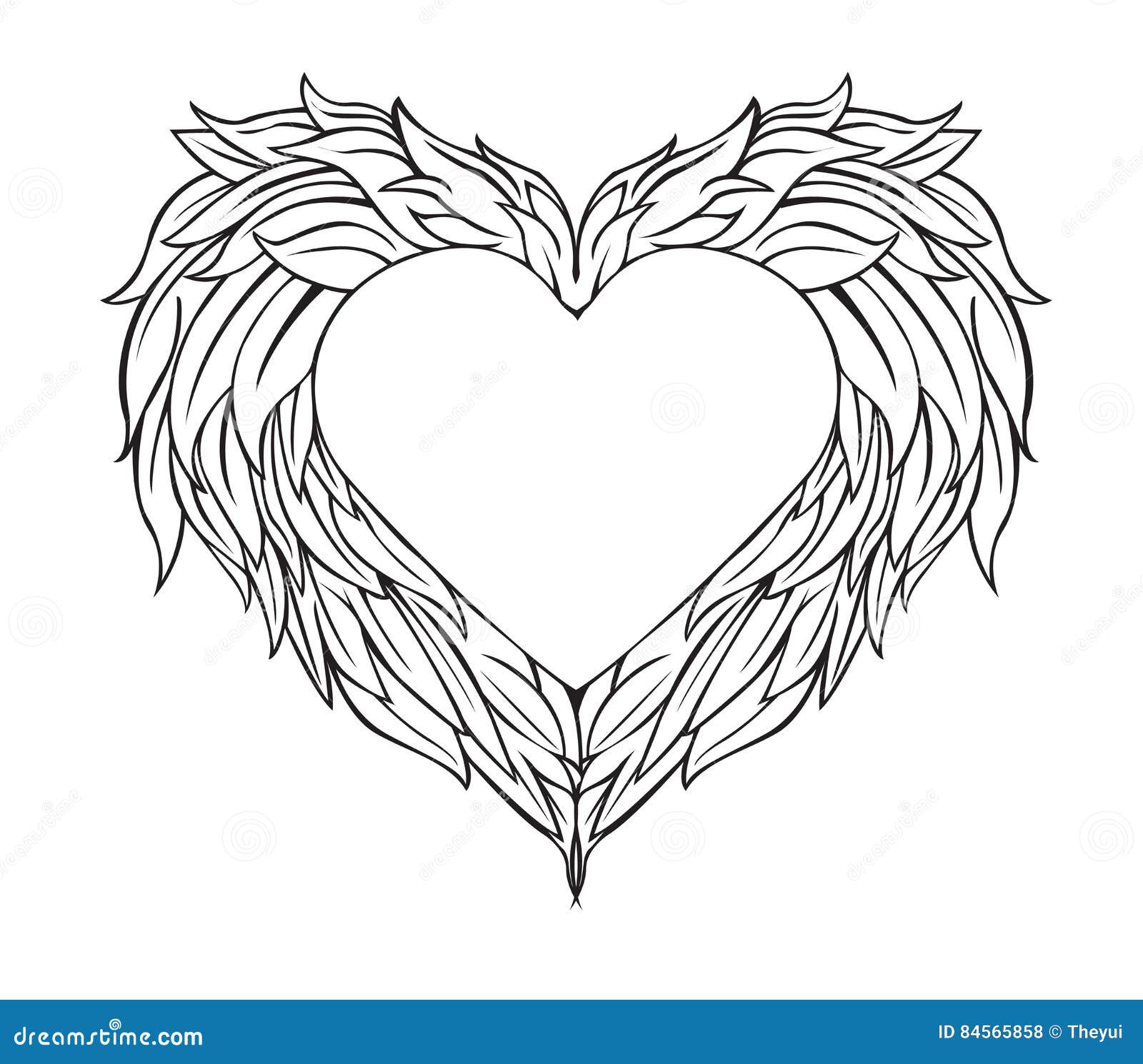 Design Winged Heart on Valentine`s Day.vector and Illustration Stock ...
