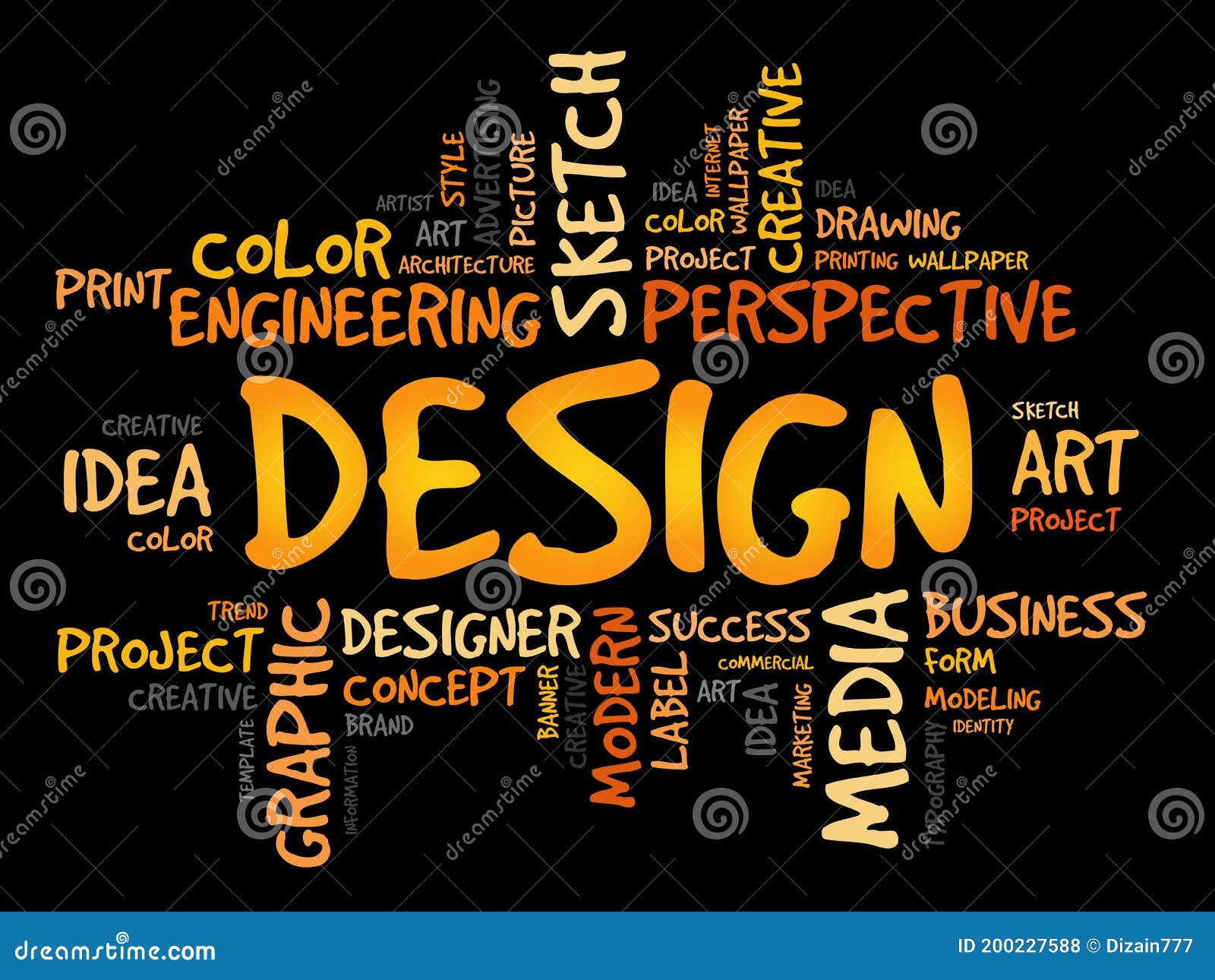 DESIGN word cloud stock illustration. Illustration of color - 200227588