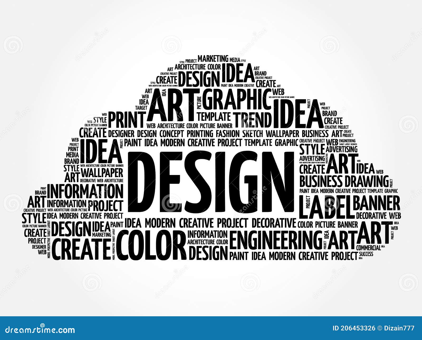 DESIGN word cloud stock illustration. Illustration of concept - 206453326
