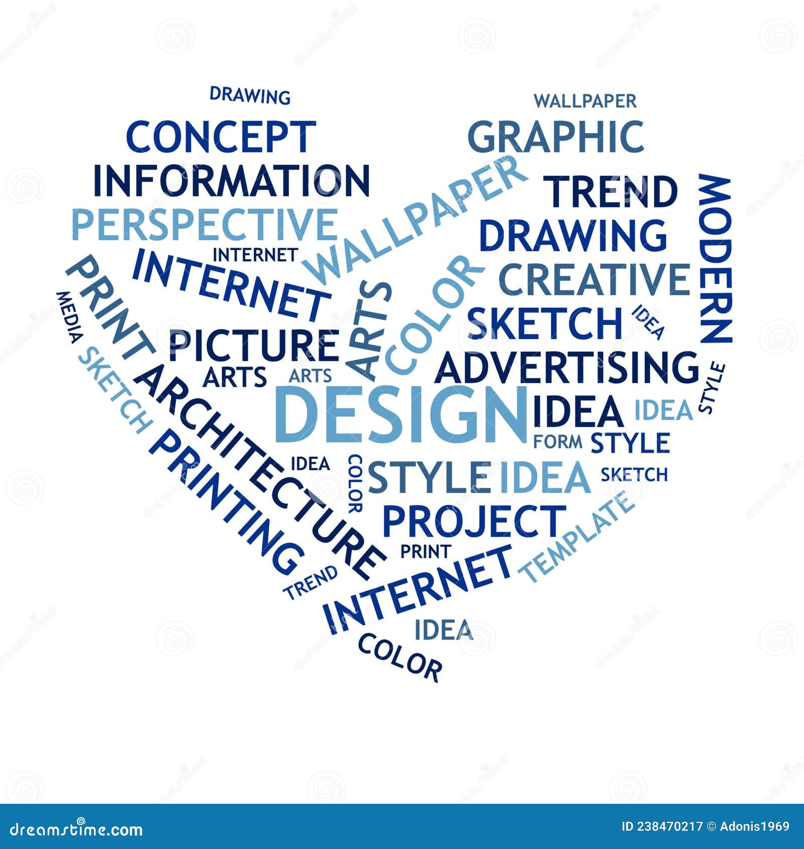 Design word cloud on white stock illustration. Illustration of database ...