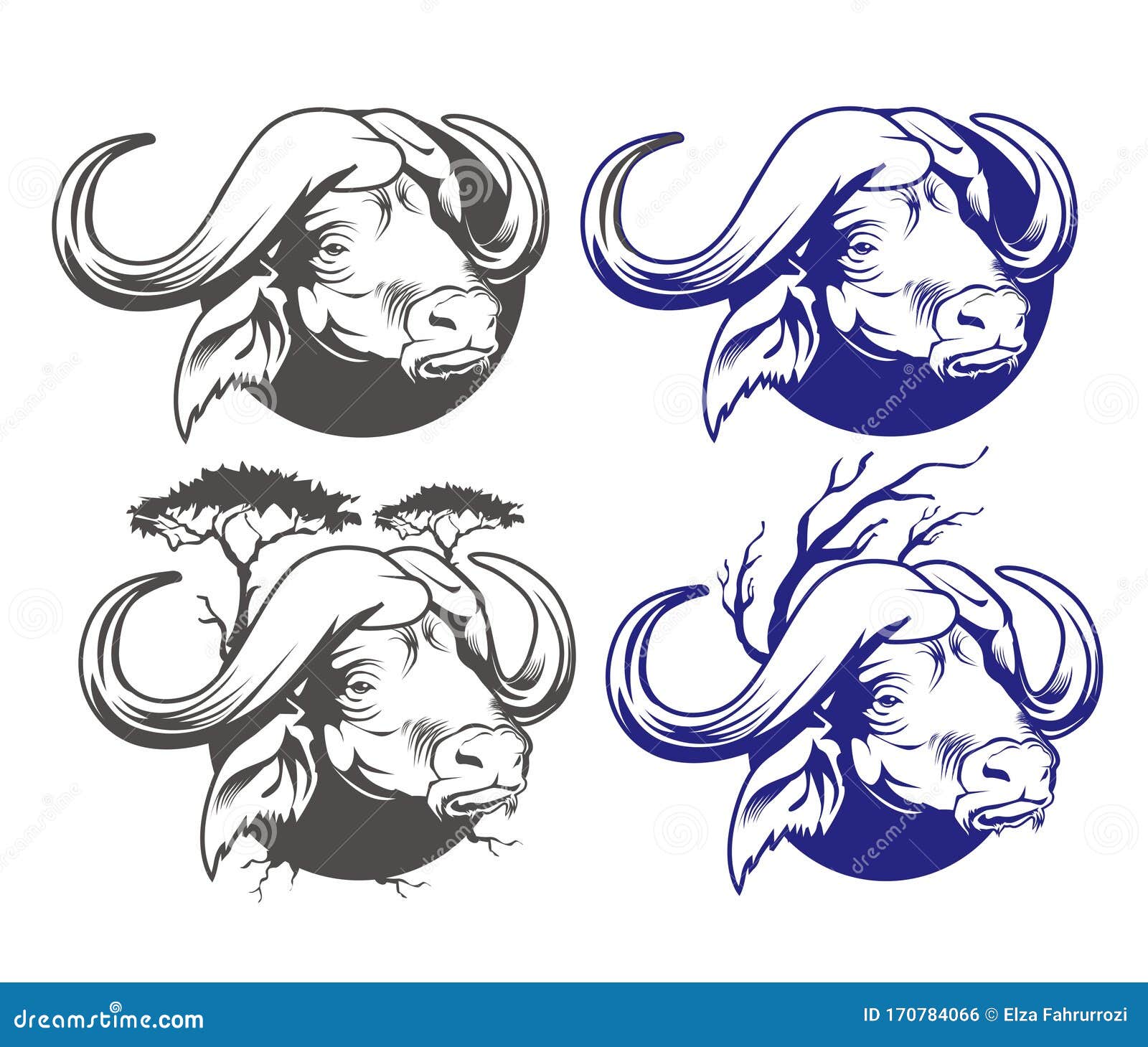 Buffalo Head Cartoon in Vector Stock Vector - Illustration of mascot ...