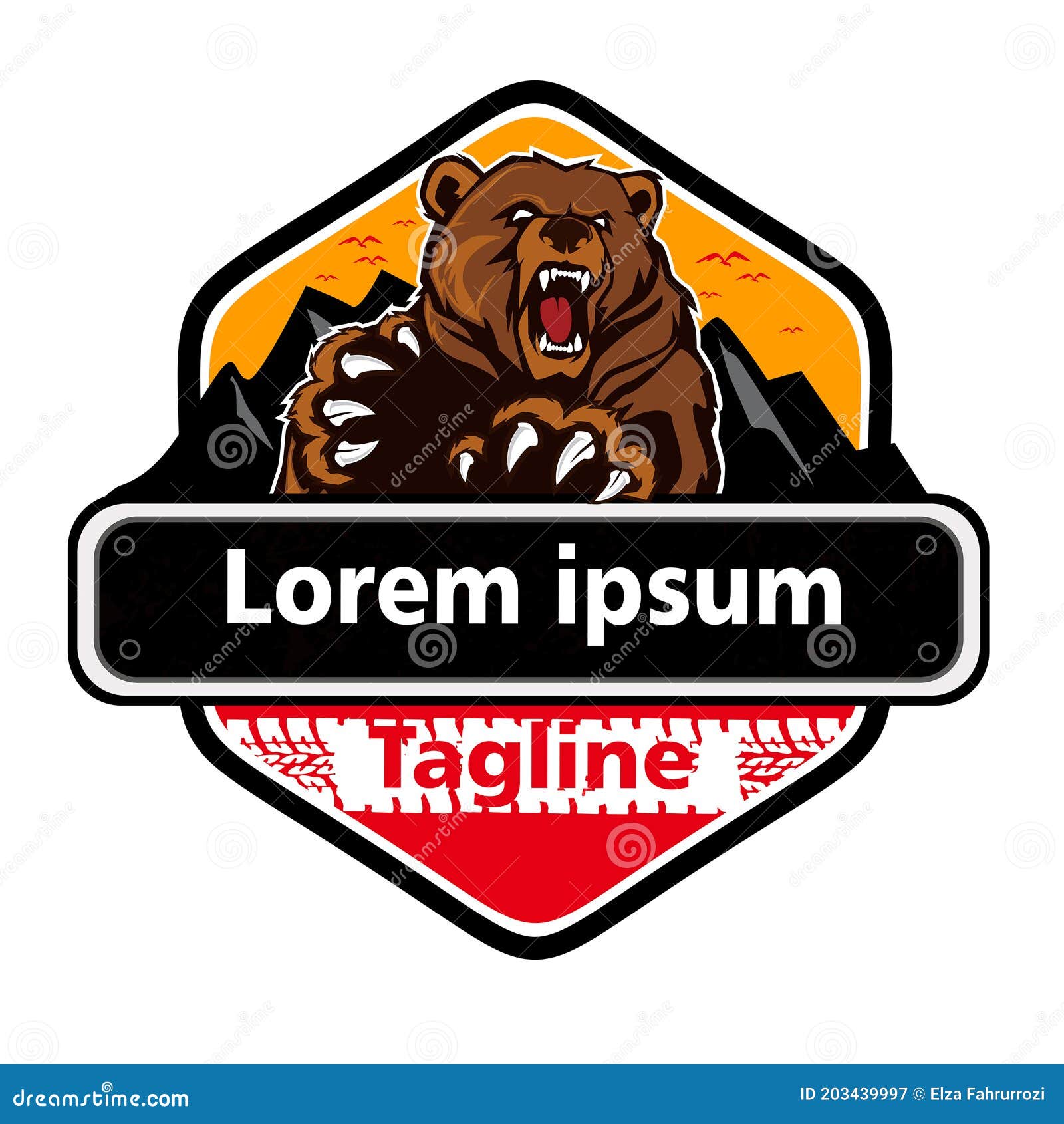 Grizzle bear cartoon logo stock vector. Illustration of riffle - 203439997