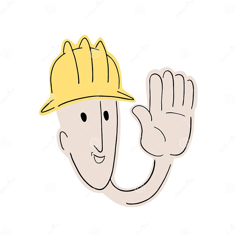 Design of Worker with Halt Man Pose Stock Vector - Illustration of ...