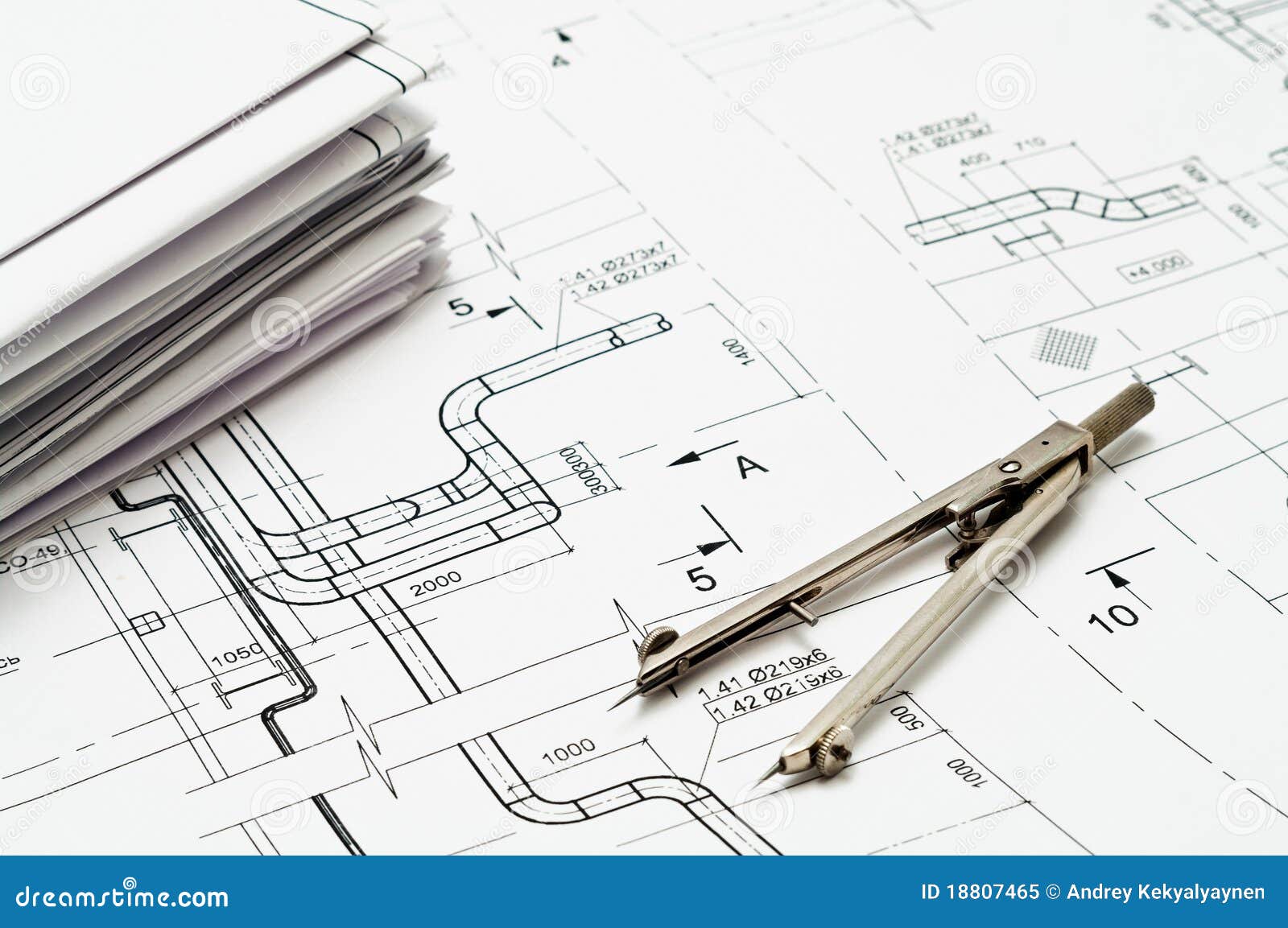 Design and Working Blueprints Stock Image - Image of paperwork ...