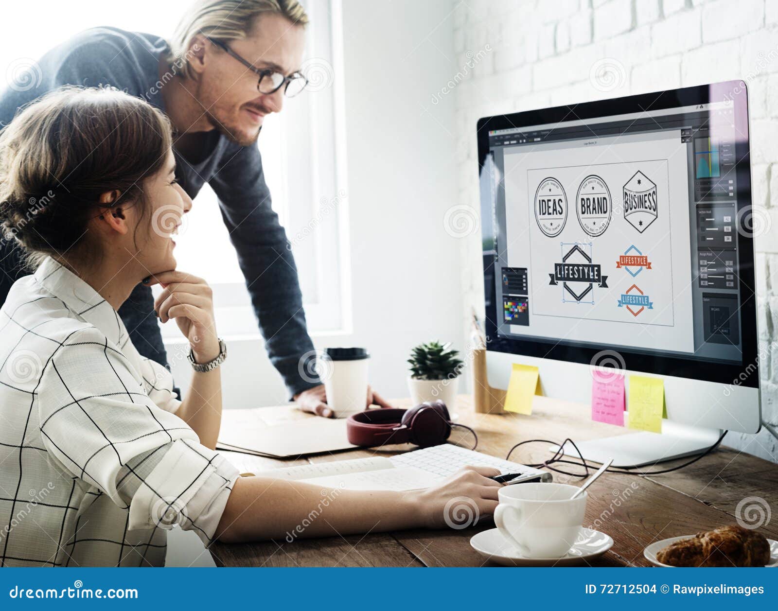 Design Working Using Computer Discussing Concept Stock Photo - Image of ...