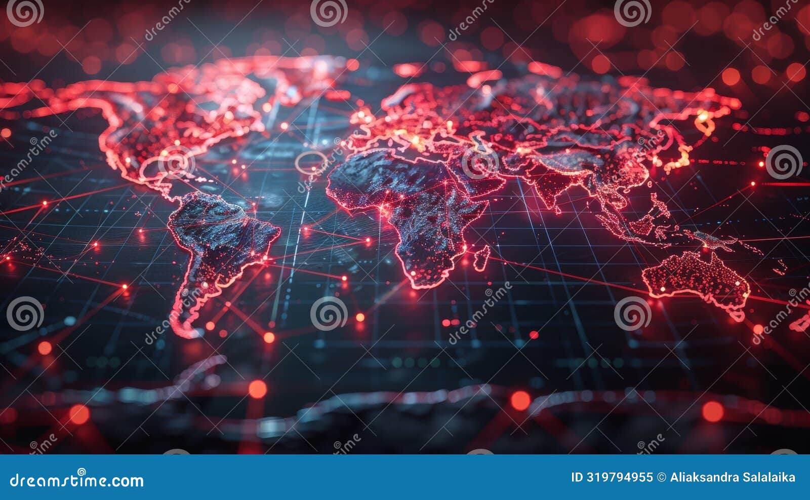 Design of a World Map with Digital Communication Lines Linking ...