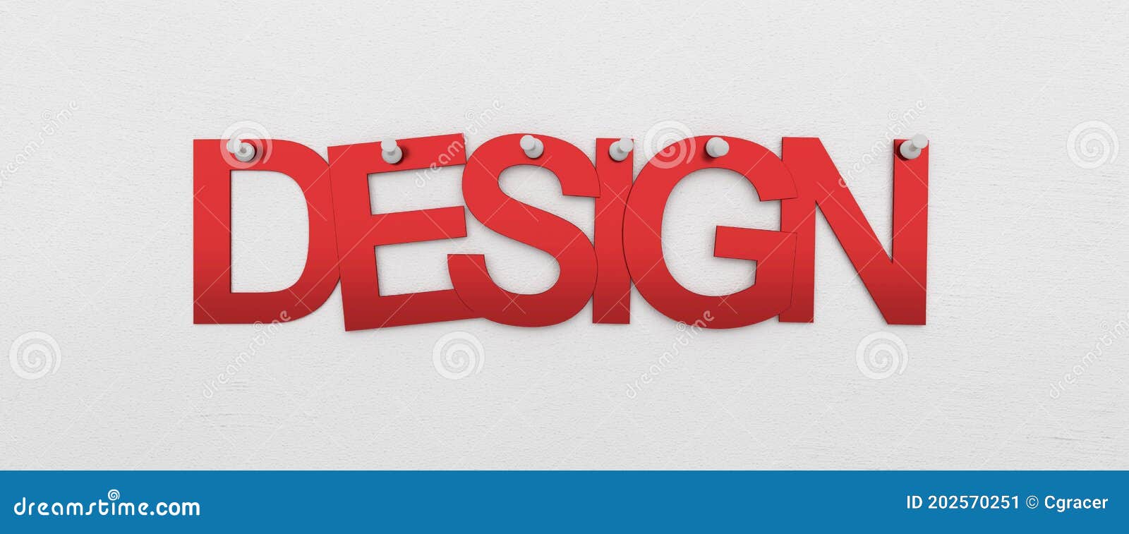 Design Written with Red Letters Pinned on Wall Stock Image - Image of ...