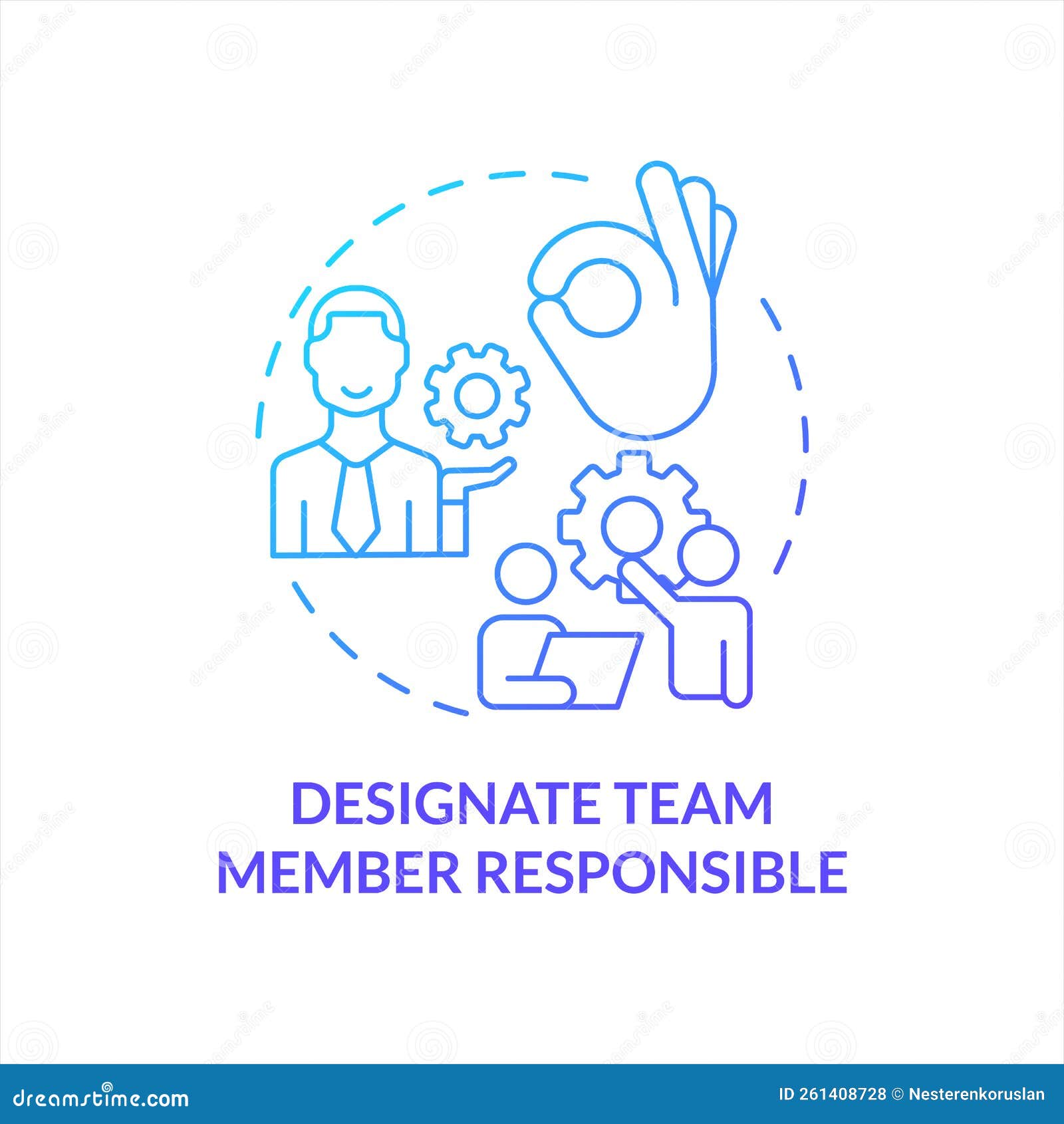Designate Team Member Responsible Blue Gradient Concept Icon Stock ...