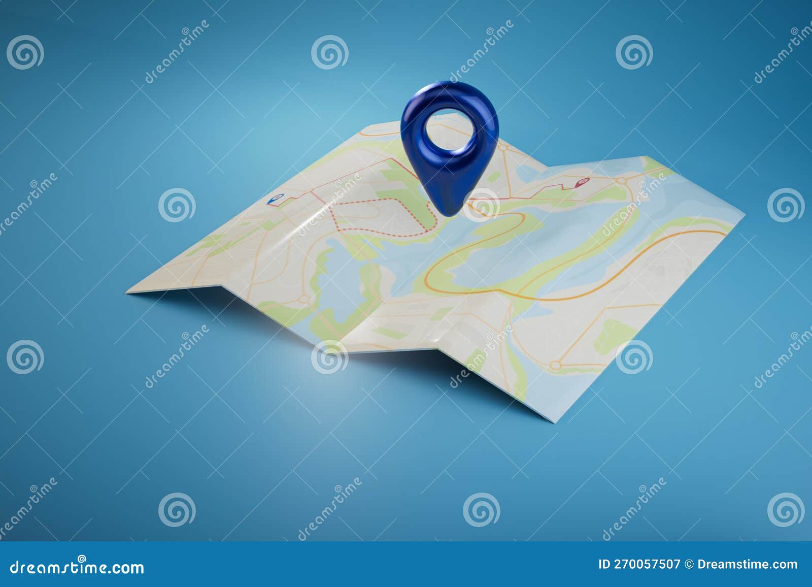 Designation of the Location on the Map. Map with a Blue GPS Point on a ...