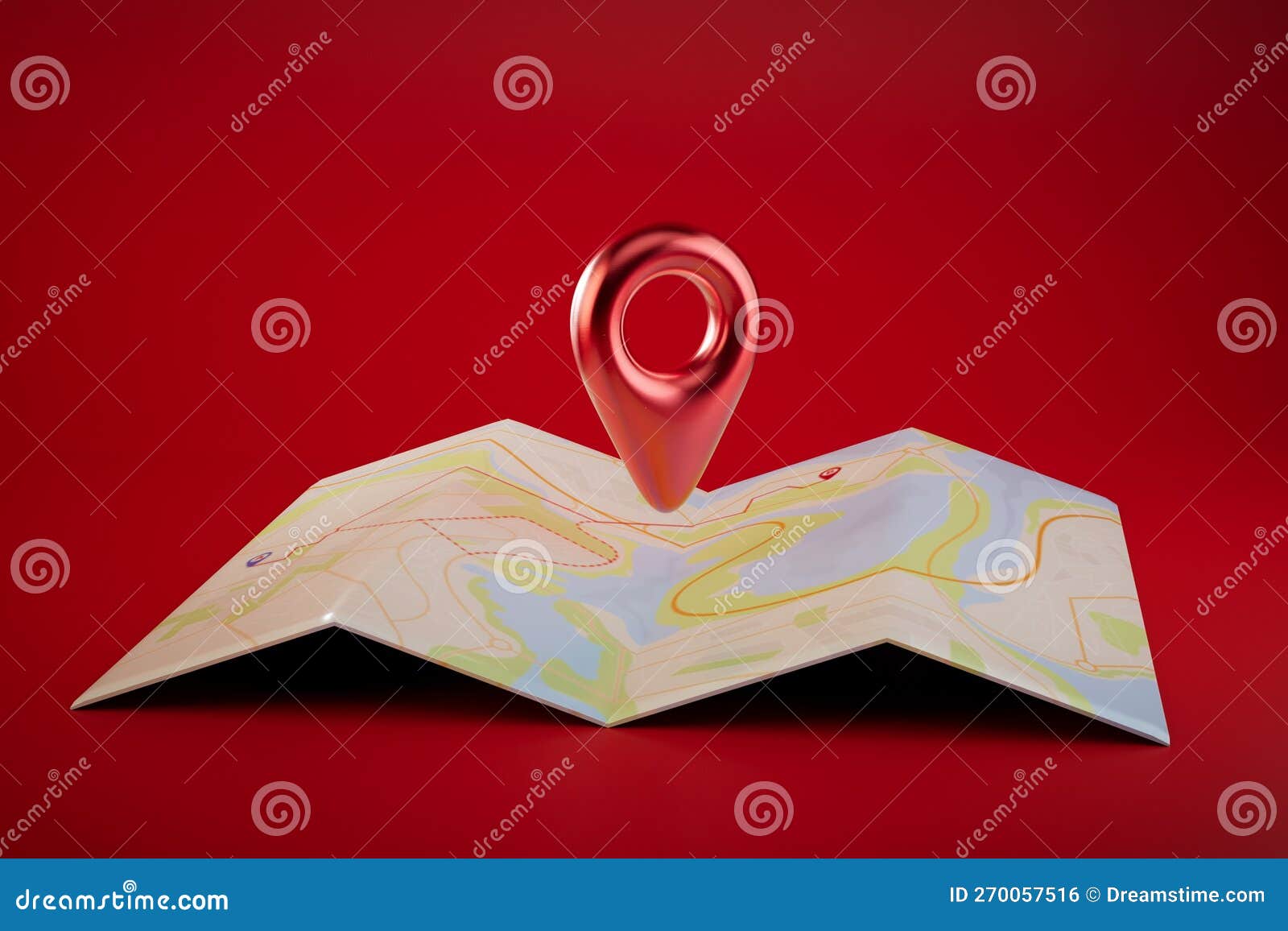 Designation of the Location on the Map. Map with a Red GPS Point on a ...