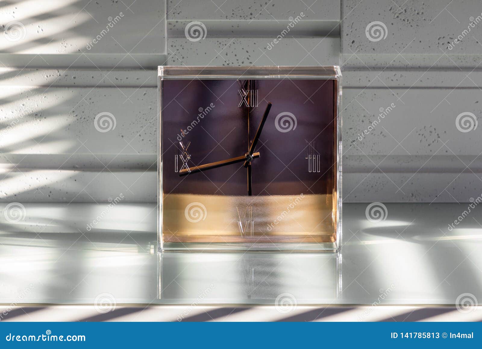 Designed Clock on a Sideboard Stock Image - Image of copper, golden ...