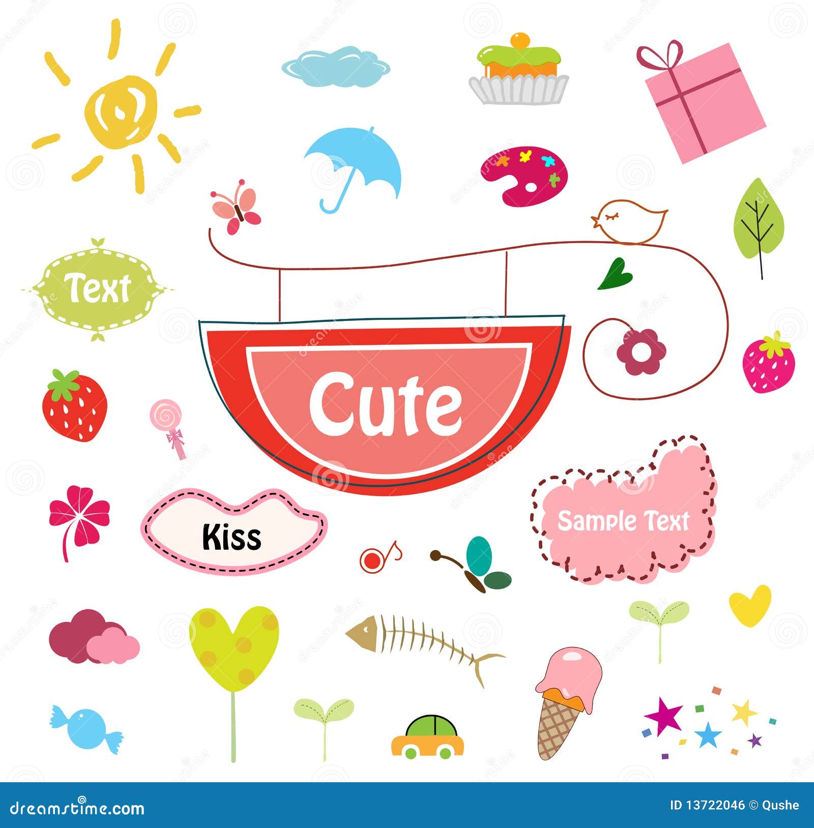 Designed cute elements stock vector. Illustration of drawing - 13722046