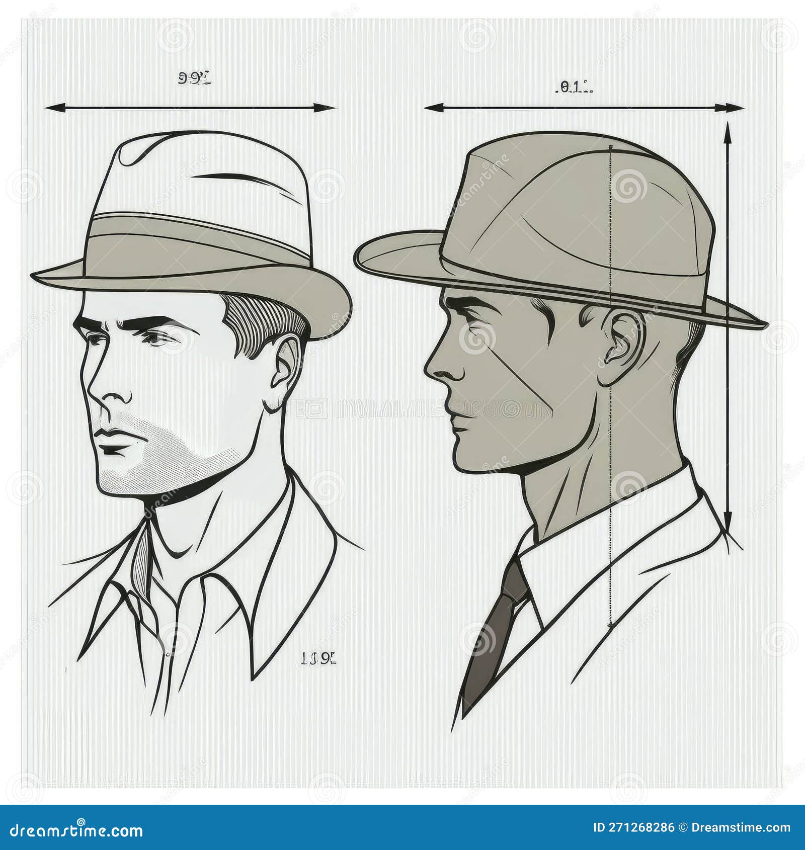 Designed Graphic of Drawing and Contouring Pattern in Wearing Hat Man ...