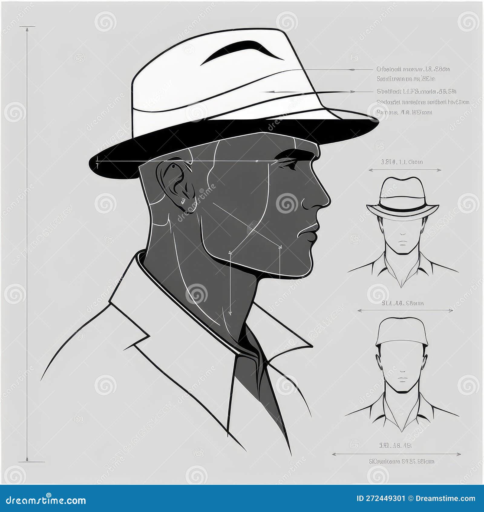 Designed Graphic of Drawing and Contouring Pattern in Wearing Hat Man ...