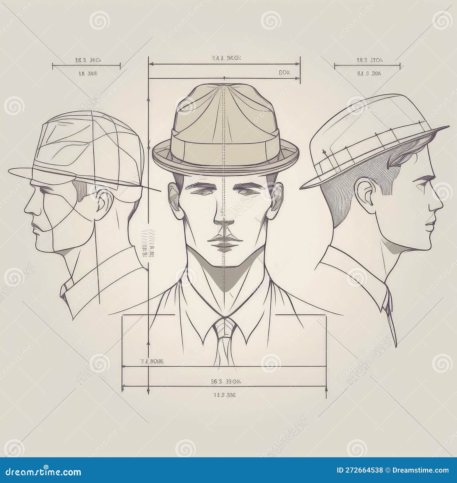 Designed Graphic of Drawing and Contouring Pattern in Wearing Hat Man ...