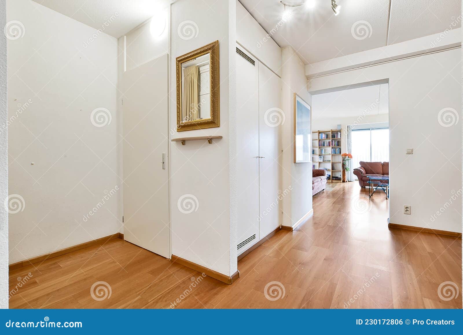 Long corridor design stock photo. Image of estate, modern - 230172806
