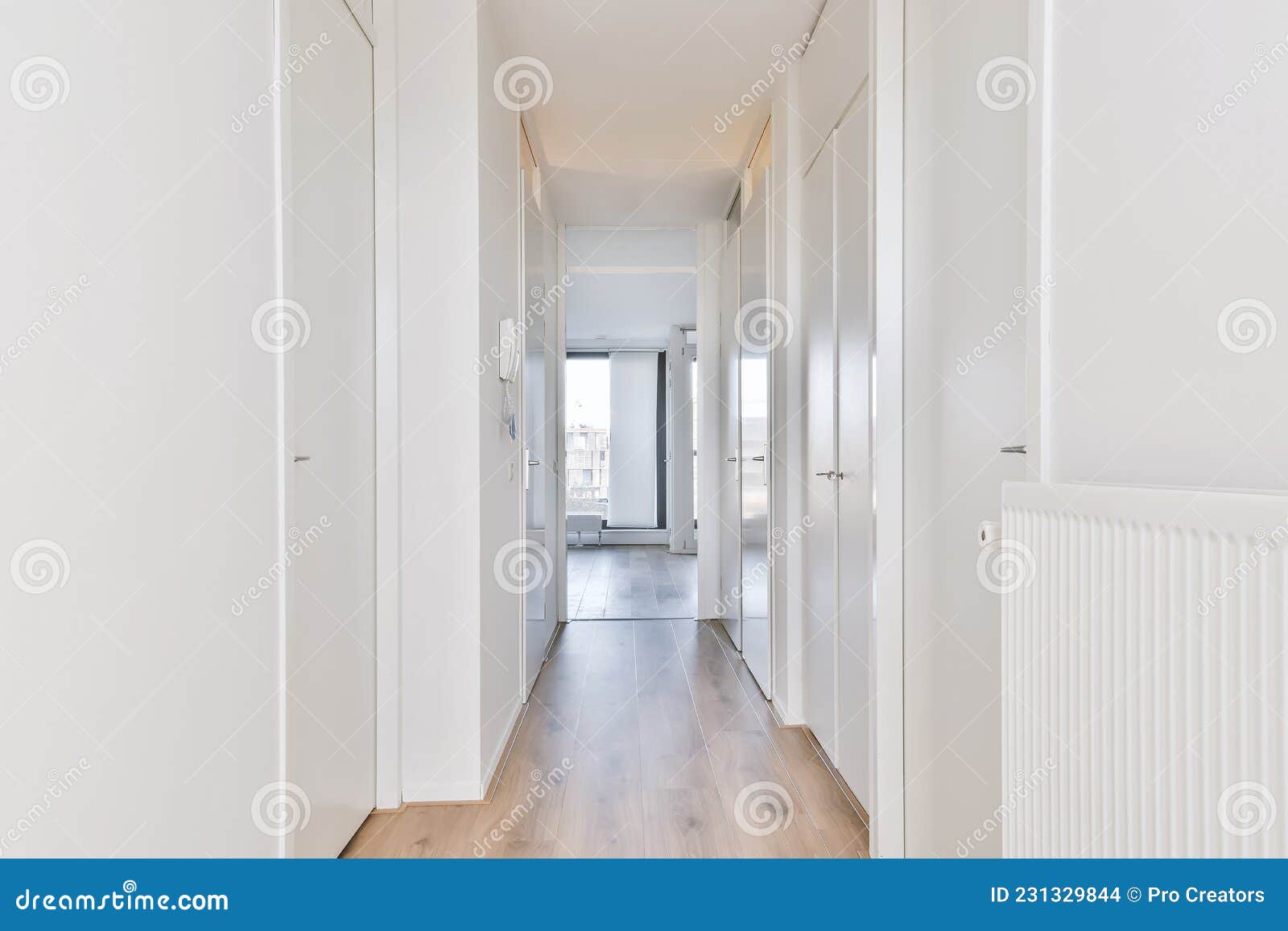 Long corridor design stock photo. Image of spacious - 231329844