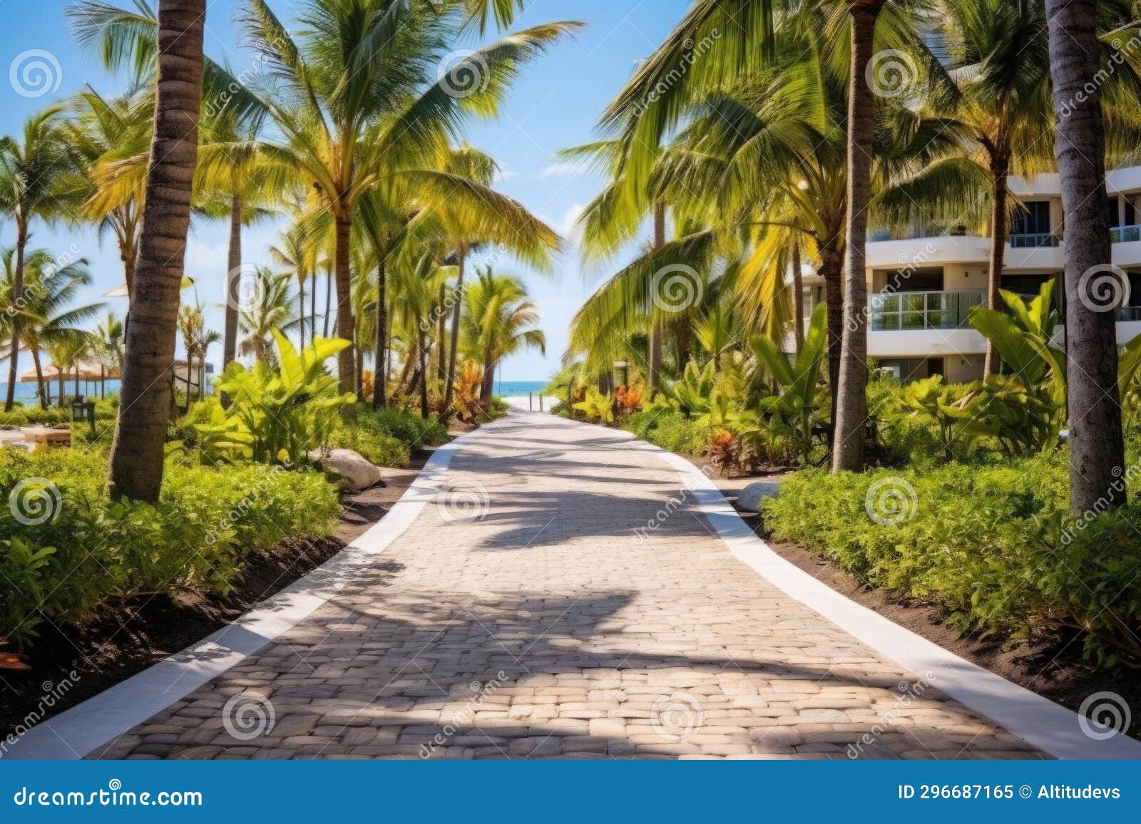 Designed Outdoor Resort Pathways Leading To Beach Stock Image - Image ...
