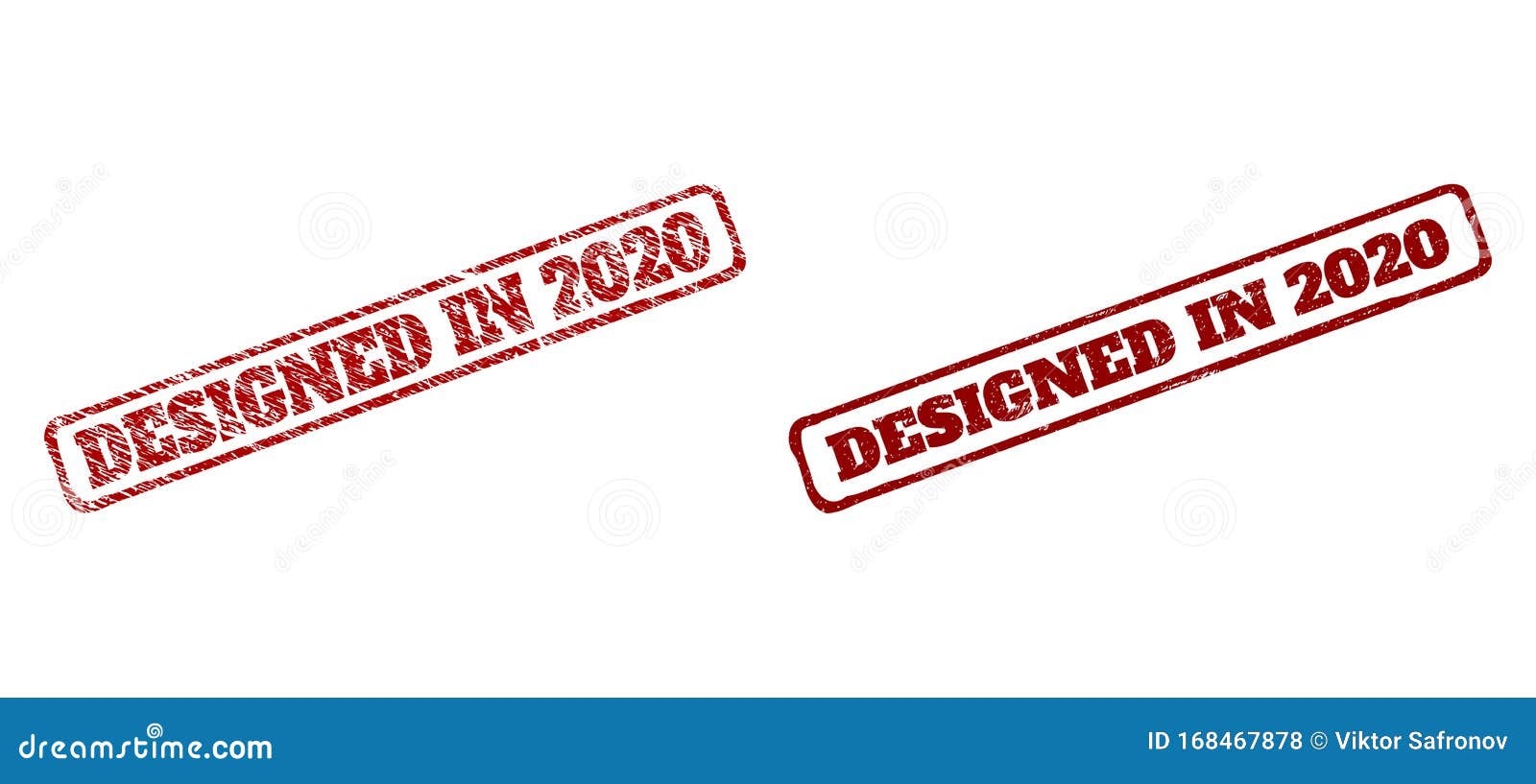 DESIGNED in 2020 Red Rough Rectangle Stamps with Unclean Styles Stock Vector - Illustration of ...