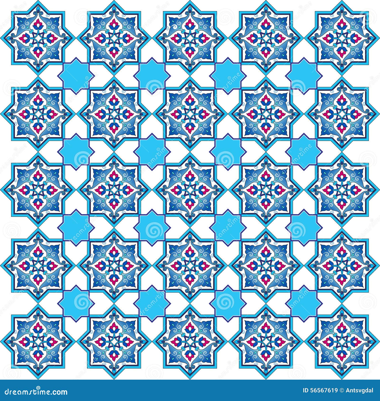 Designed with Shades of Blue Ottoman Pattern Series Five Stock Vector ...