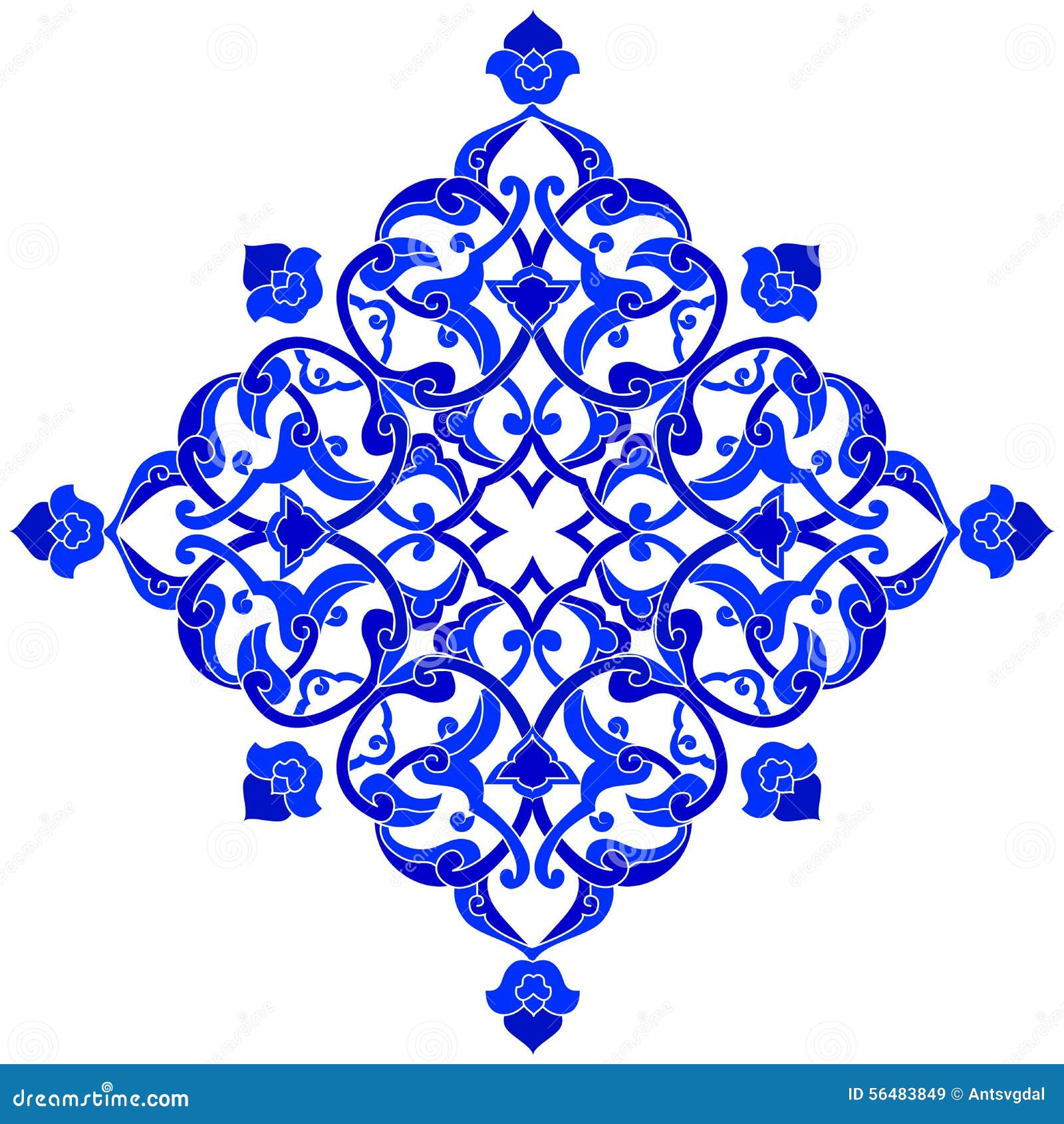 Designed with Shades of Blue Ottoman Pattern Series One Stock Vector ...