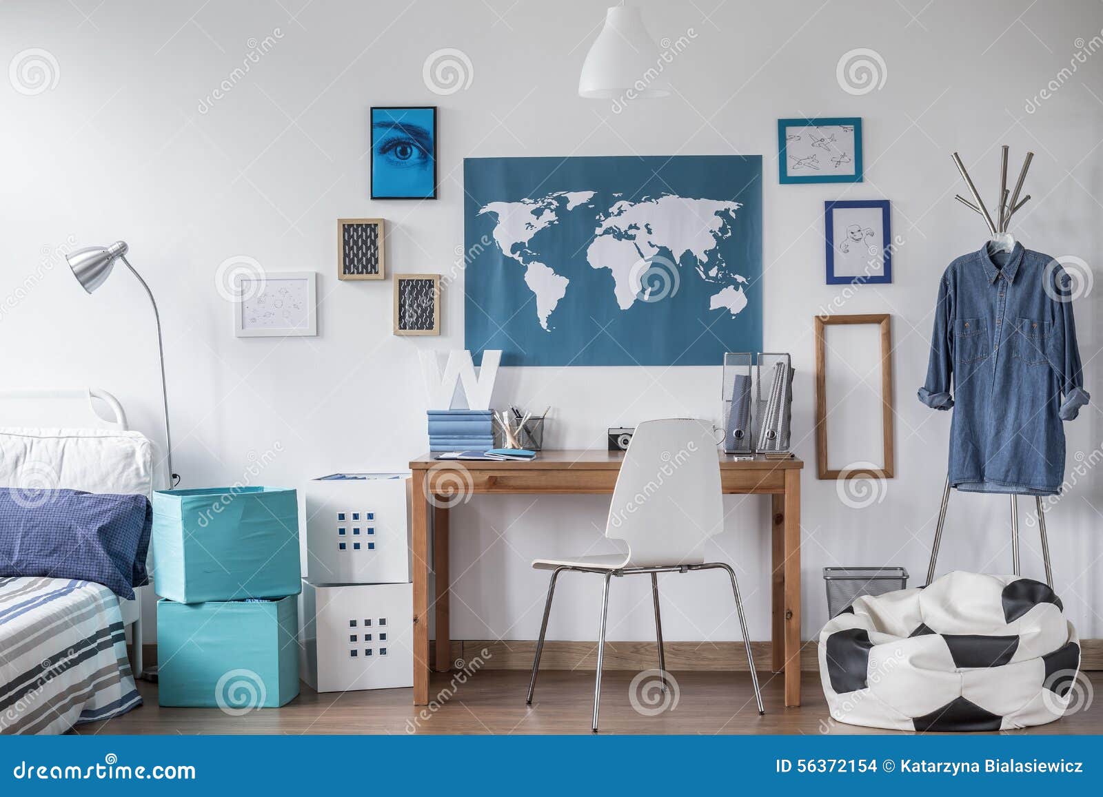 Designed study room stock photo. Image of denim, bright - 56372154