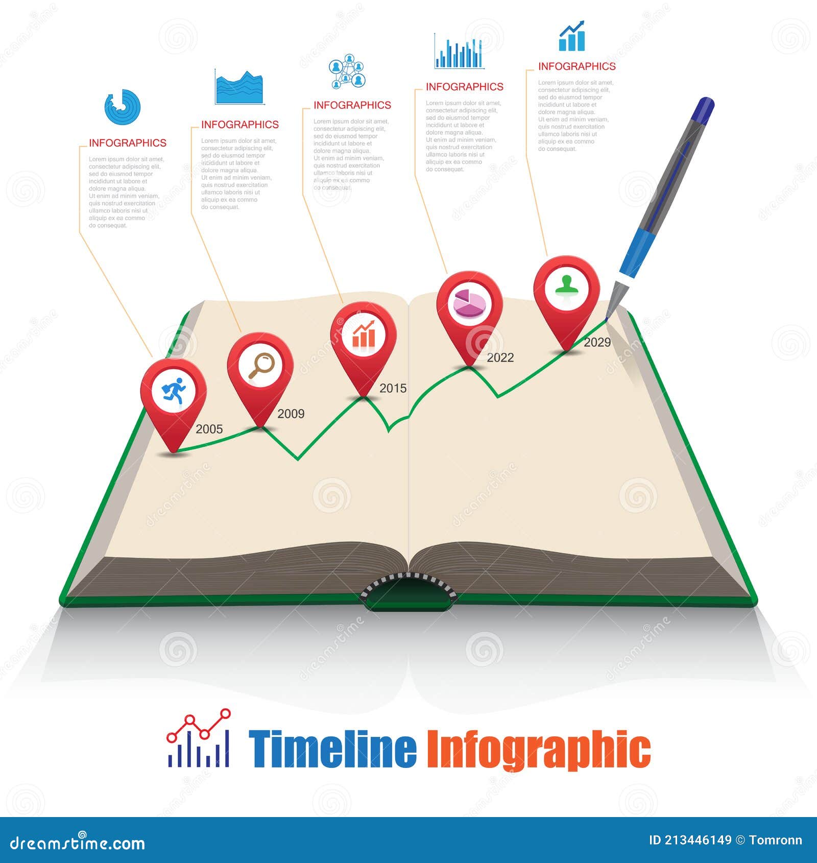 Infographic Book With Doodles Line Drawing Success Strategy Vector ...