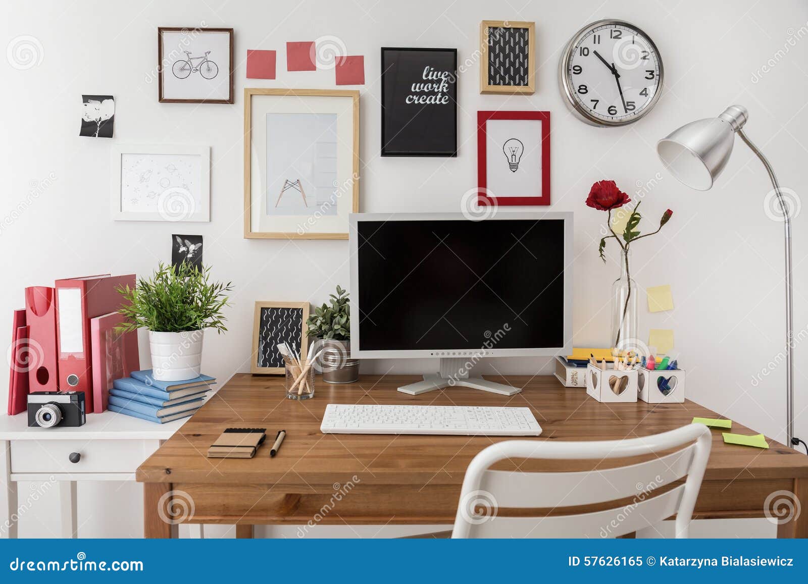 Designed Workspace with Desktop Computer Stock Image - Image of frame ...