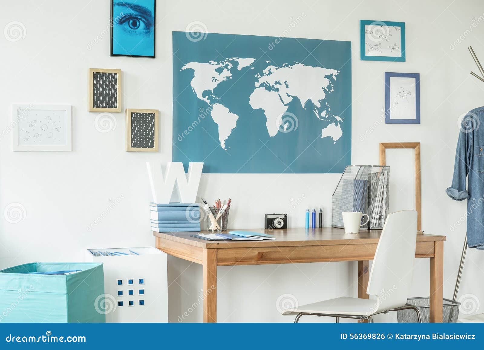 Designed Workspace with World Map Stock Photo - Image of contemporary ...