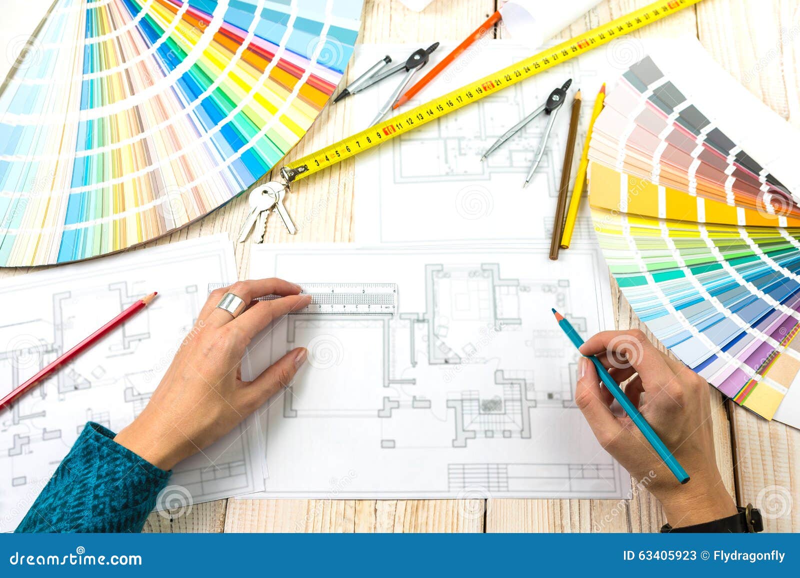 Designer Architect Decorator Workplace Stock Image - Image of artwork ...