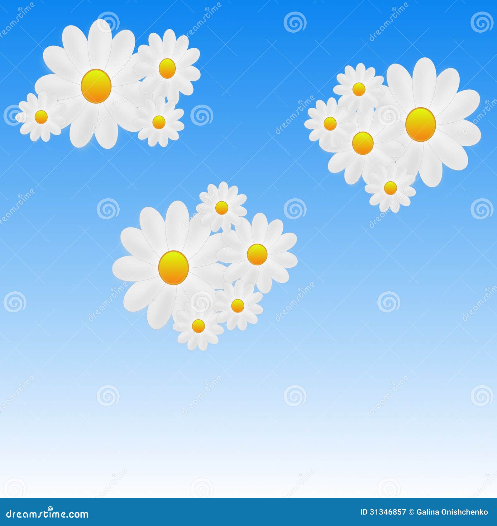 Designer Background from Clouds with the Flowers of White Color Stock ...