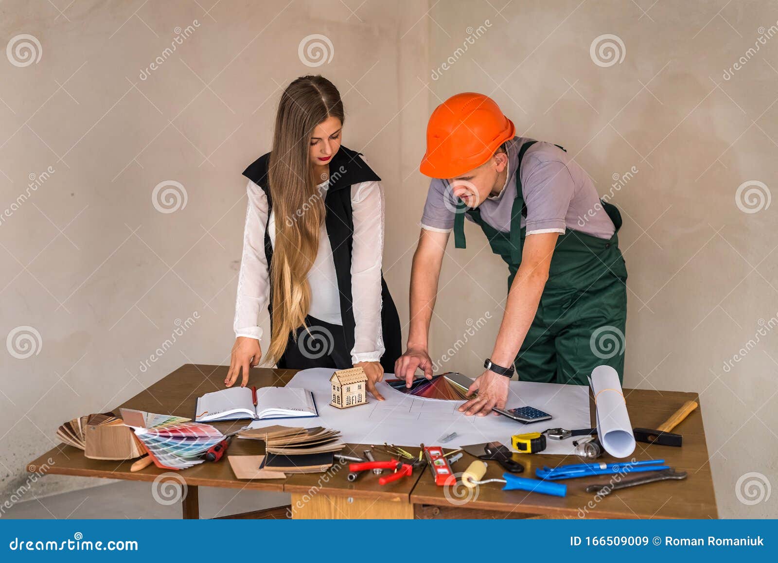 Designer and Builder Teamwork on Developing New Project Stock Image ...