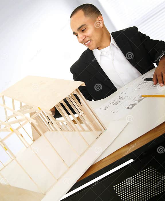 Designer Building a House Model Stock Image - Image of construction ...