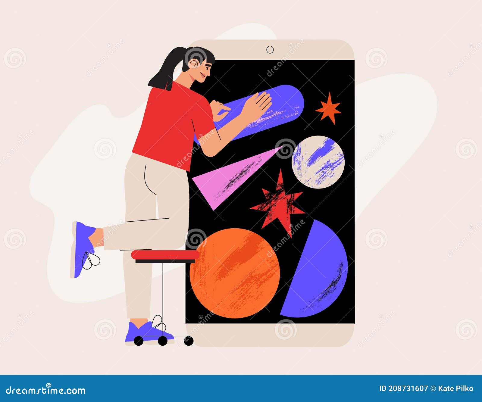 Designer Build Mobile Application from Abstract Shapes. Ui Ux Design ...