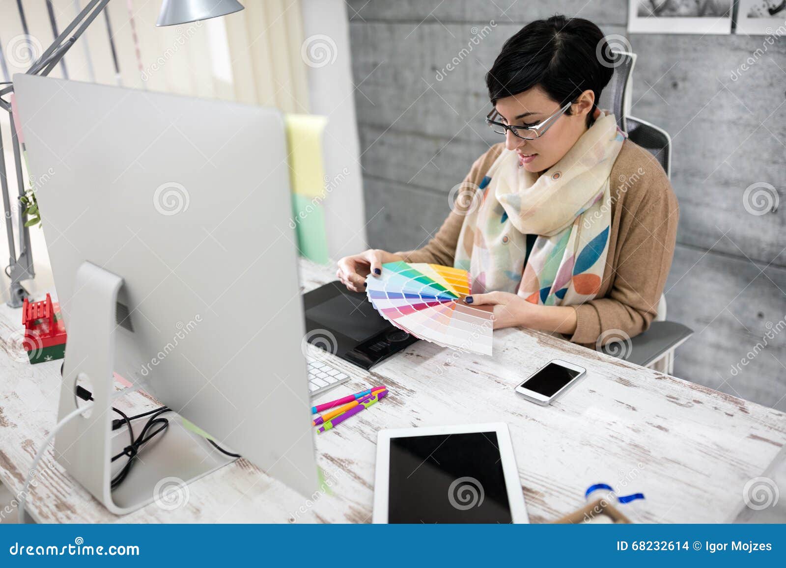 Designer Choose Color Palette for Work Stock Photo - Image of palette ...