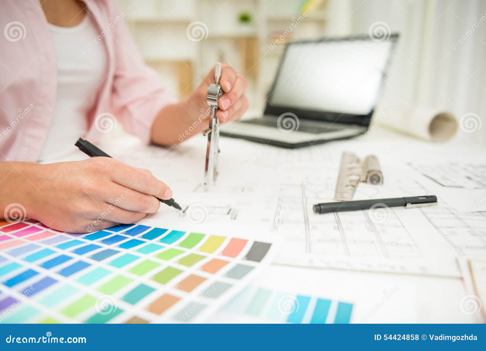 Plan, Pen, Ink, Compass And Ruler Royalty-Free Stock Photography ...