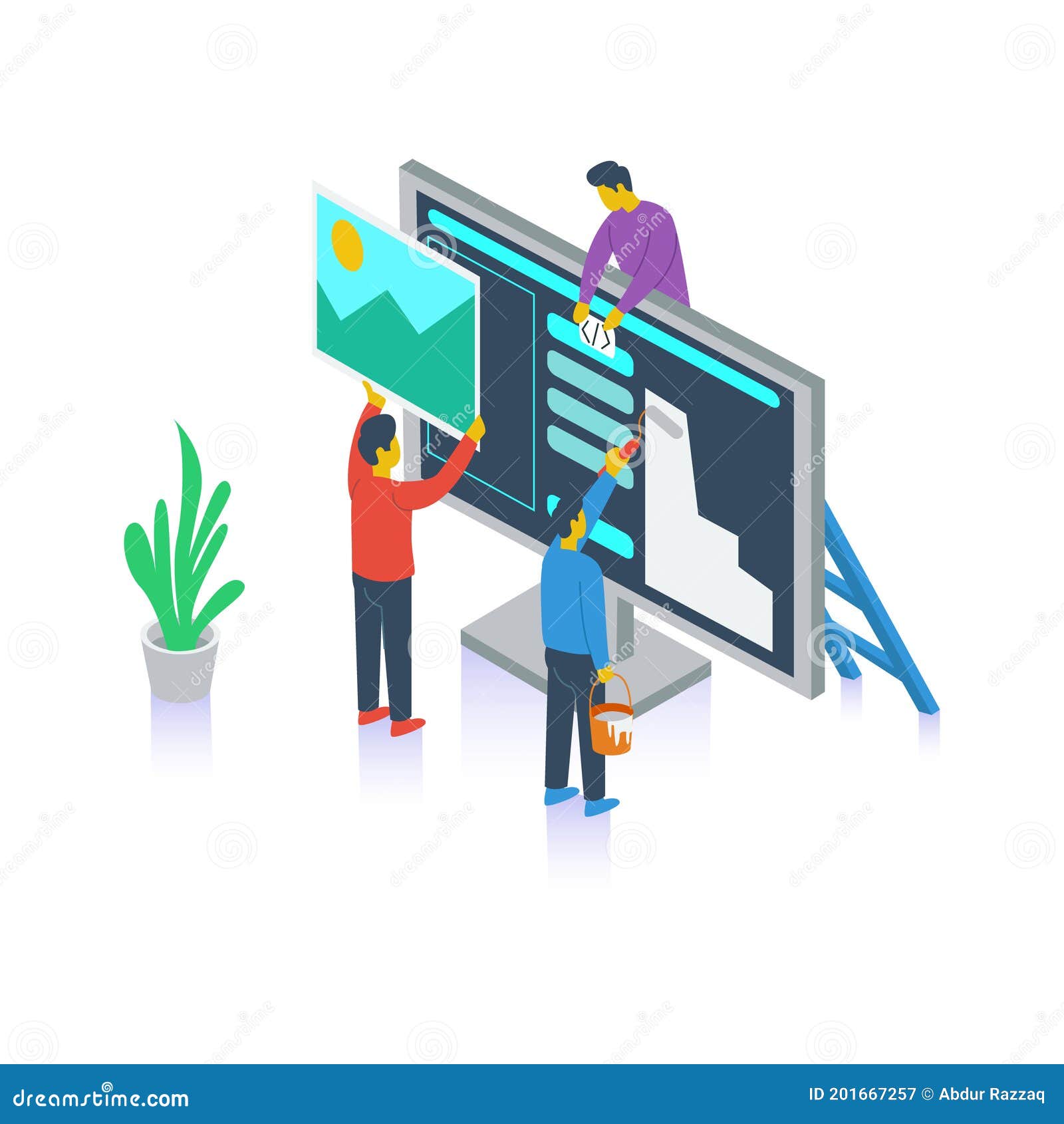 Designer Creating Design Layout Together Vector Illustration Concept ...