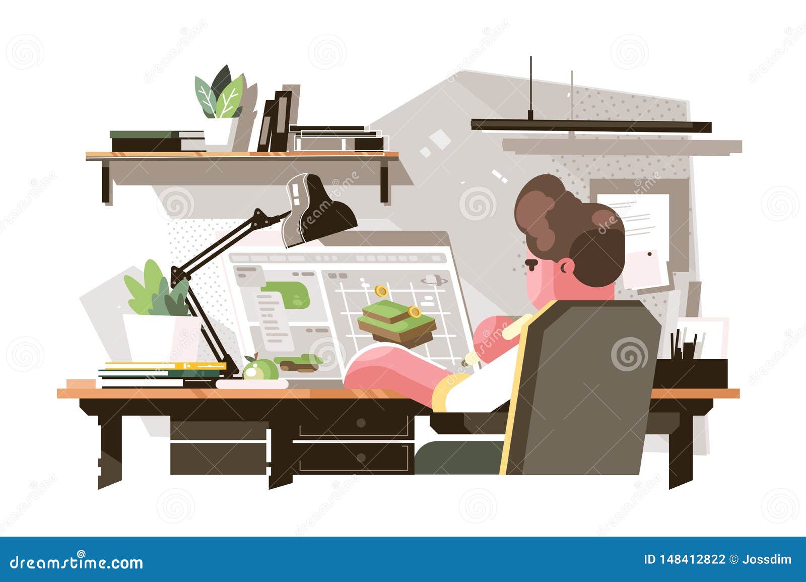 Designer Creating New Draft Stock Vector - Illustration of engineering ...