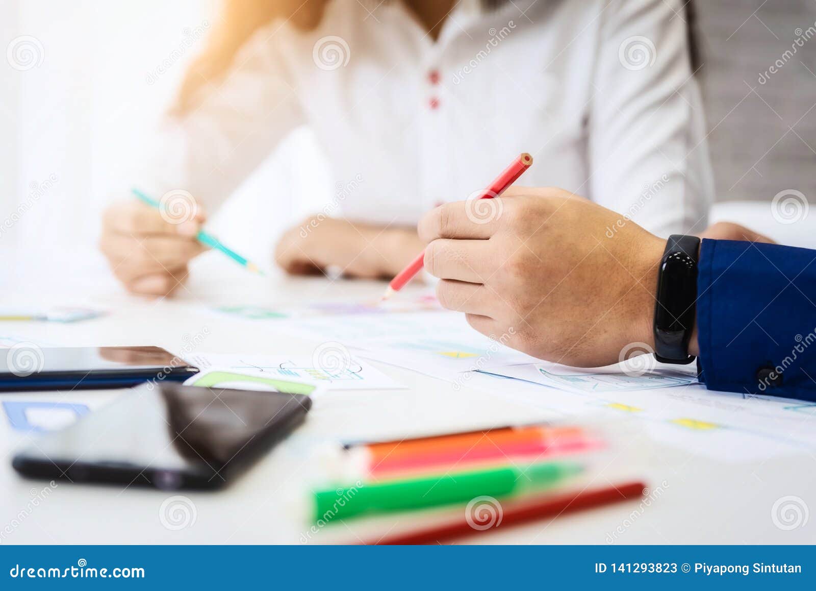 Designer Creative Graphic Discussing Sketch Planning Application Mobile ...