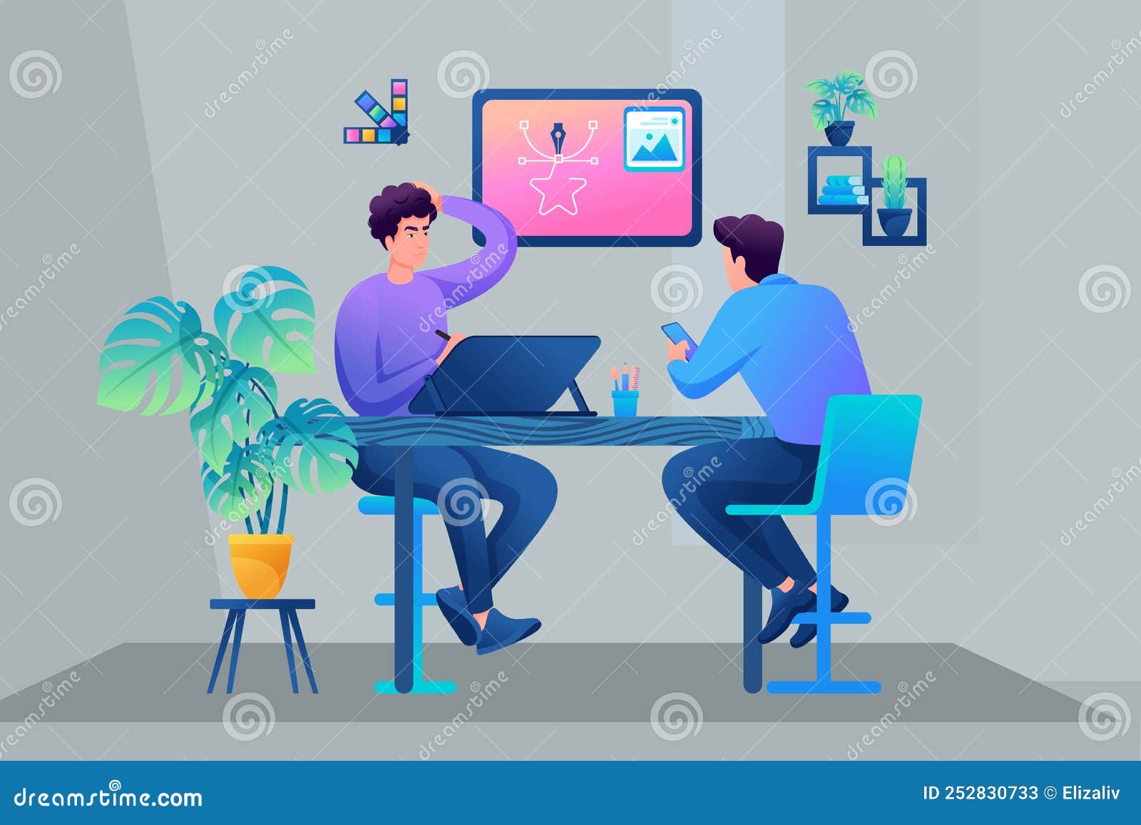 Designer and the Customer Discuss the Sketch. Brainstorming ...