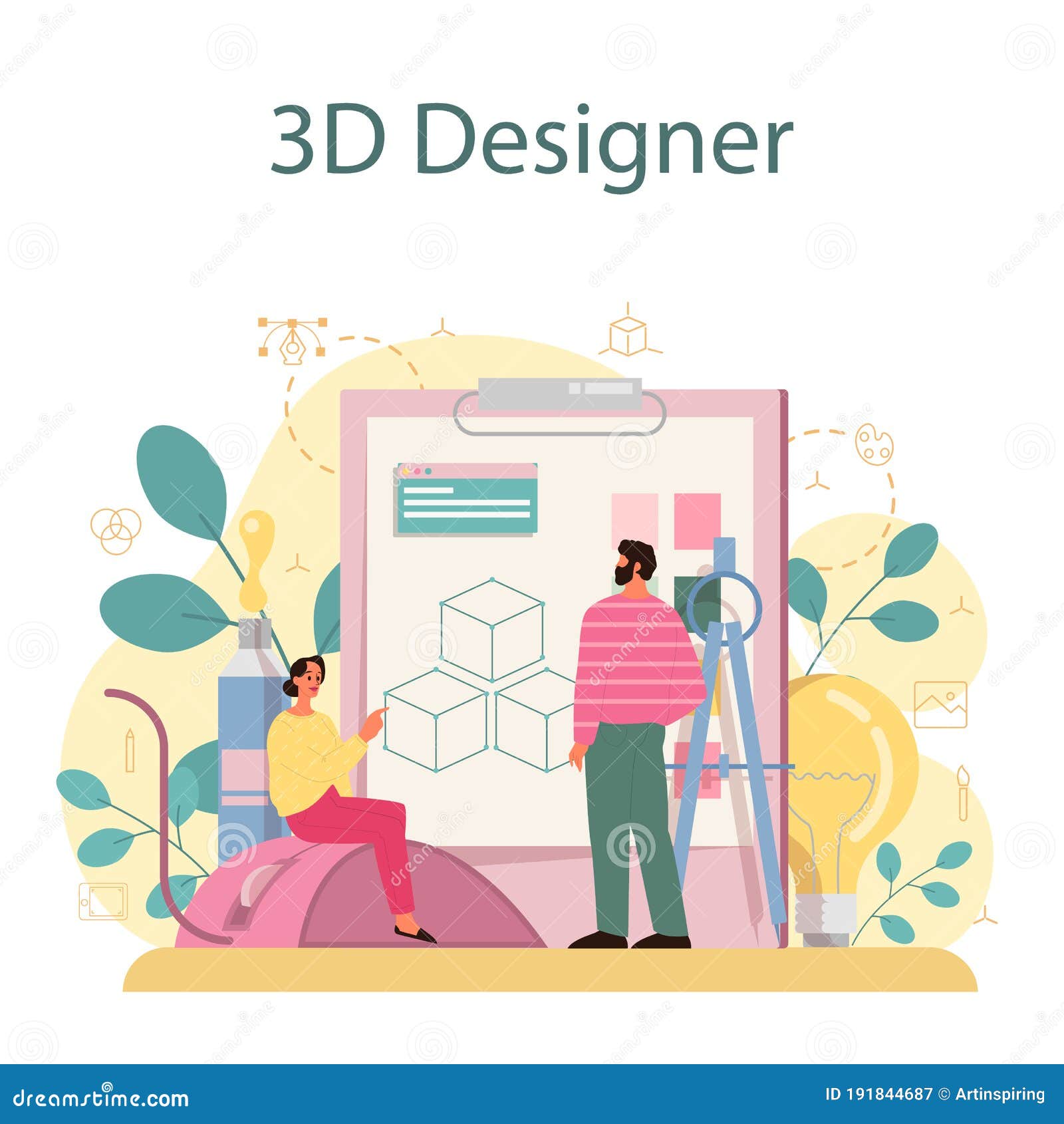 Designer 3D Modeling Concept. Digital Drawing with Electronic Tools ...