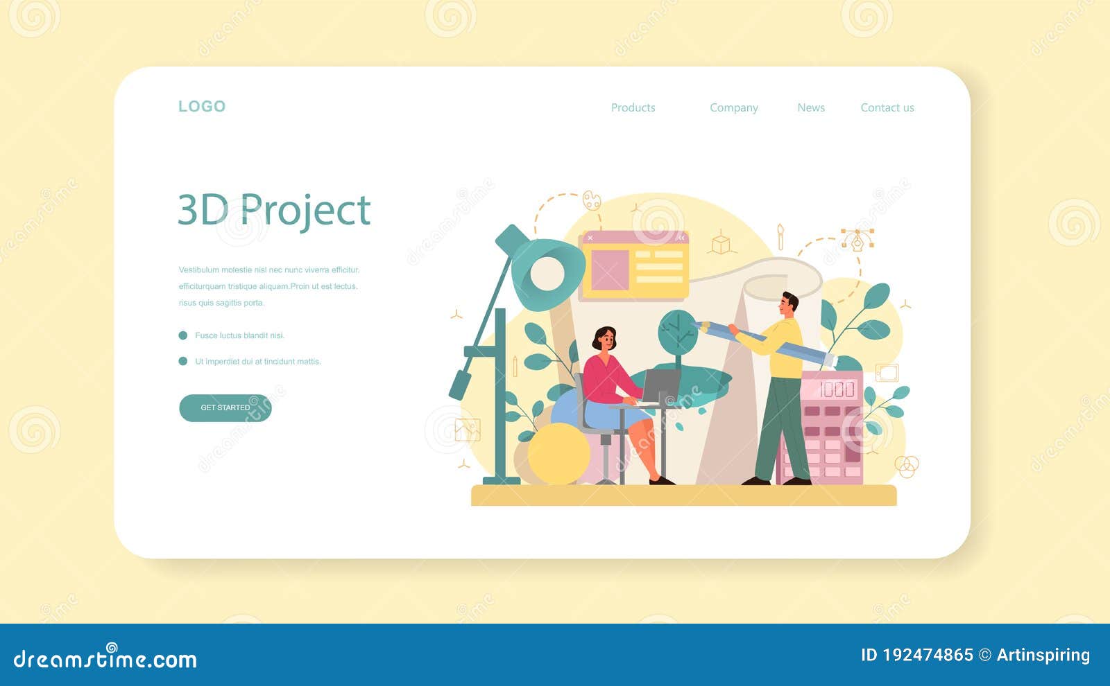 Designer 3D Modeling Web Banner or Landing Page. Digital Stock Vector ...