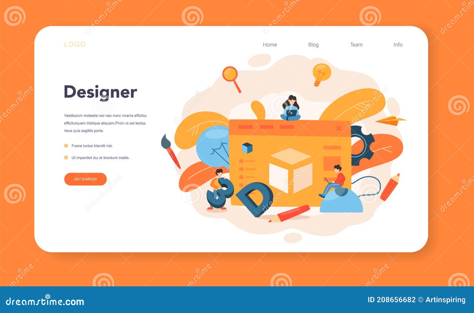 Designer 3D Modeling Web Banner or Landing Page. Digital Drawing Stock ...