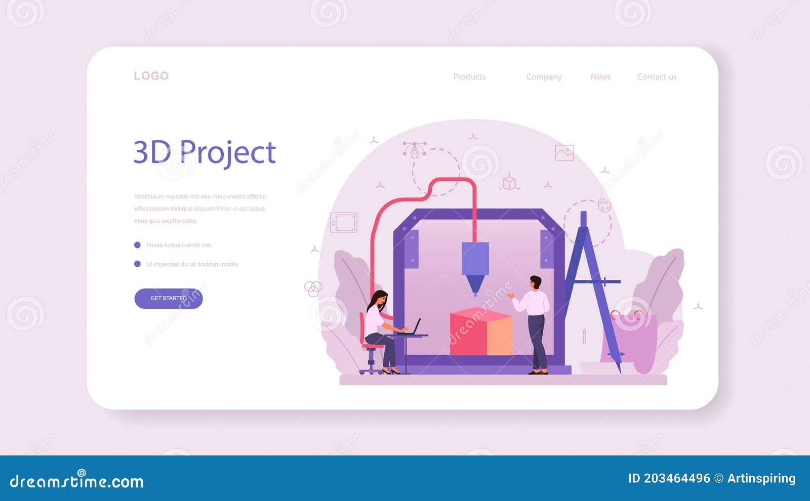 Designer 3D Modeling Web Banner or Landing Page. Digital Drawing Stock ...