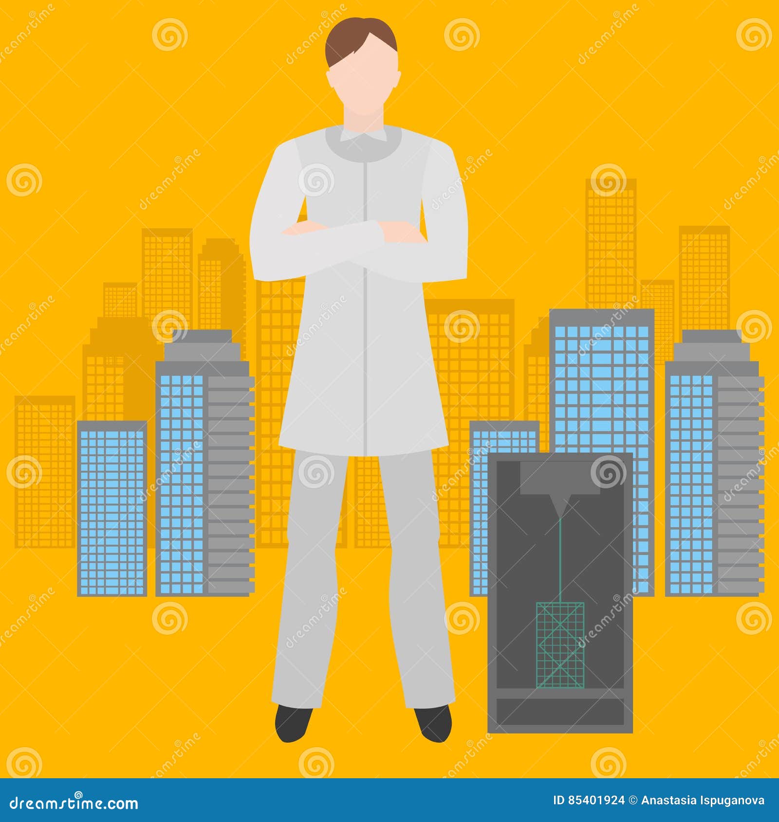 Designer 3 D Printing. Man with Three D Printer Stock Illustration ...