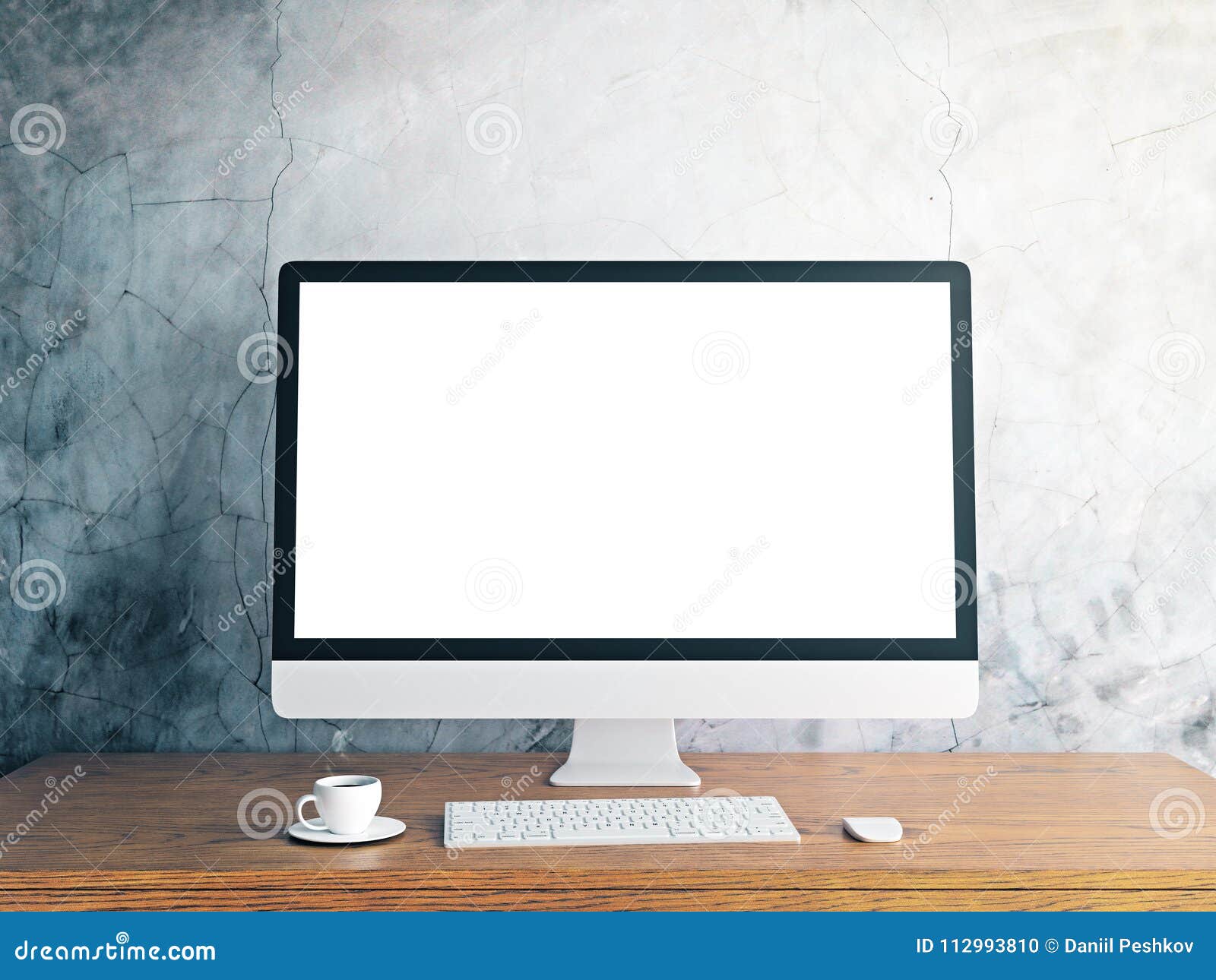 Designer Desktop with Blank White Computer Editorial Image ...